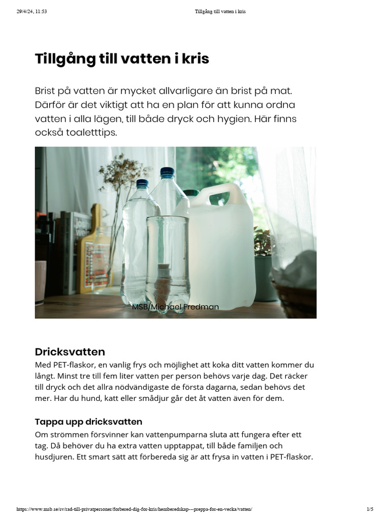 Tillgång Till Vatten I Kris | PDF