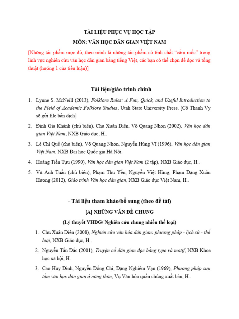 Danh Muc Tai Lieu Tham Khao VHDG VN | PDF