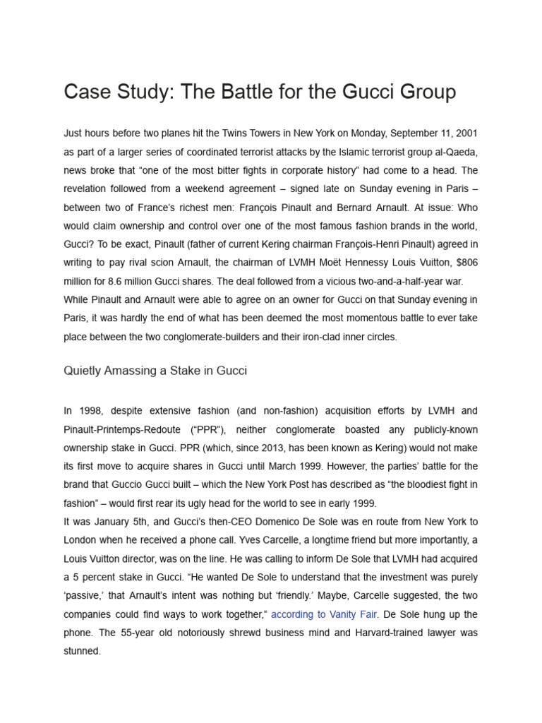 Case Study - The Battle For The Gucci Group | PDF