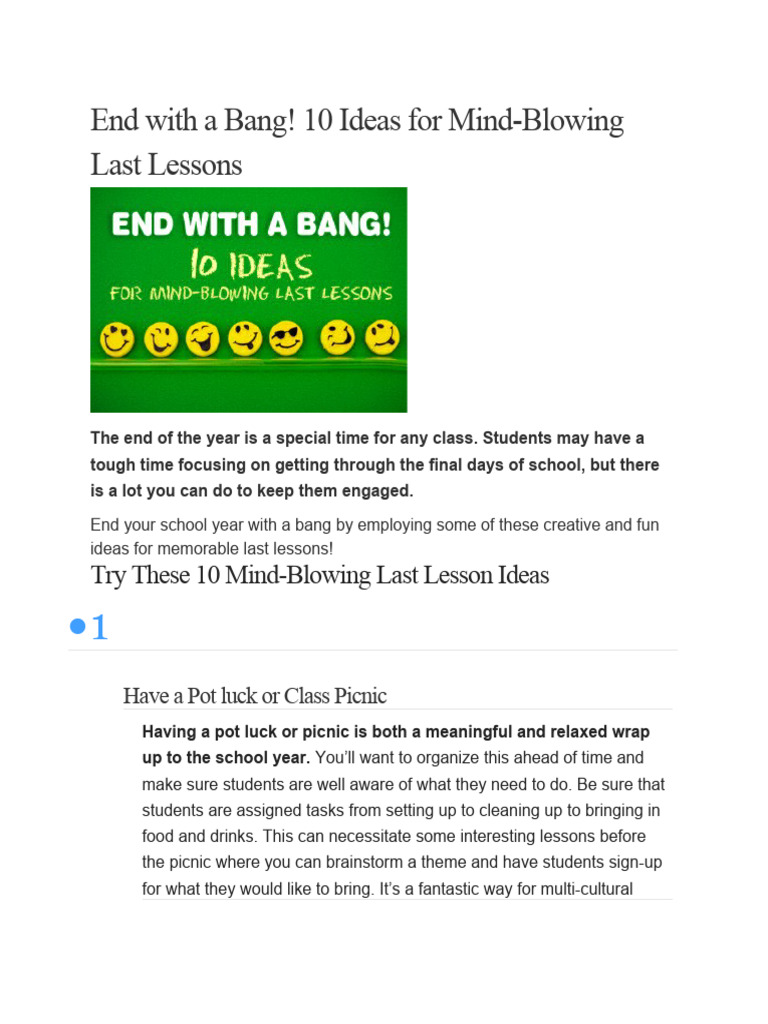 Engaging End-of-Year Class Ideas | PDF | Language Arts & Discipline