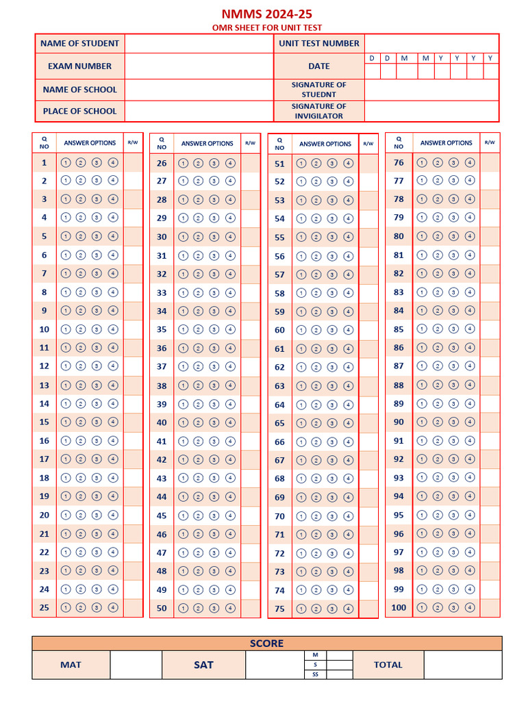 NMMS Omr-2 2024-25 | PDF