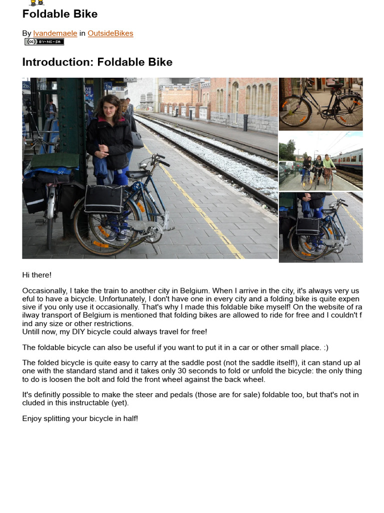 Foldable Bike - 4 Steps (With Pictures) - Instructables | PDF | Human ...