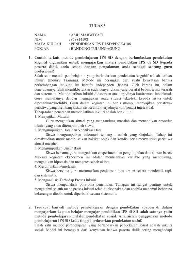 Tugas 3 Pendidikan Ips Di SD | PDF