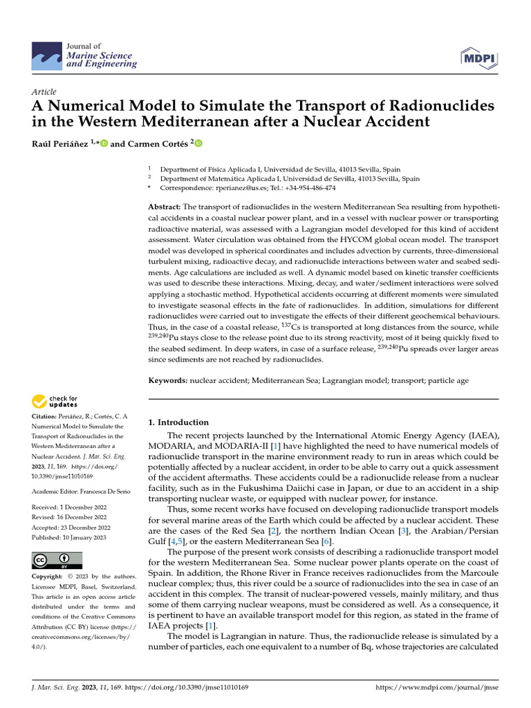 A Numerical Model To Simulate The Transport of Radionuclides | PDF ...