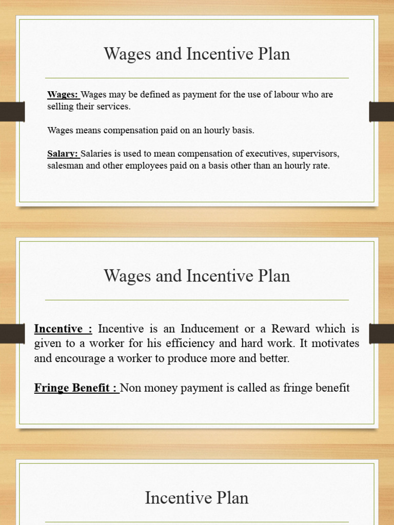 Wages and Incentive Plan | PDF | Incentive | Piece Work