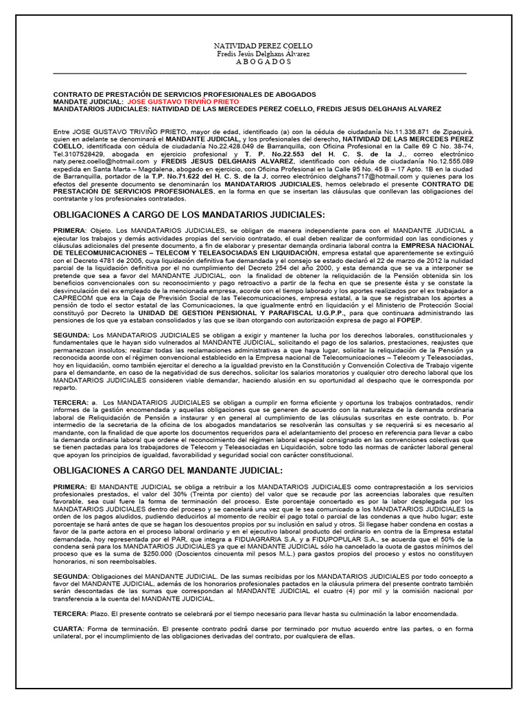 Modelo Contrato Reliquidación Pensión - Dra. Natividad Perez, Dr ...