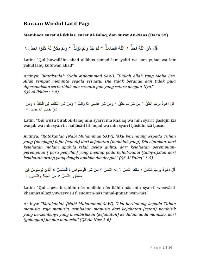 Wirdul Latif Pagi | PDF | Agama & Spiritualitas