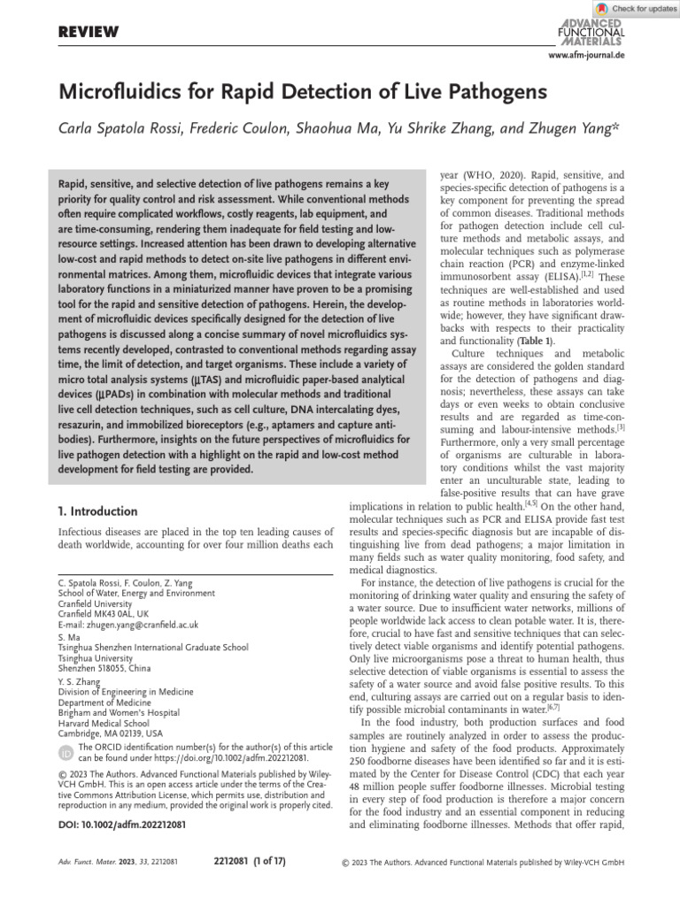 Microfluidics For Rapid Detection of Live Pathogens | PDF ...