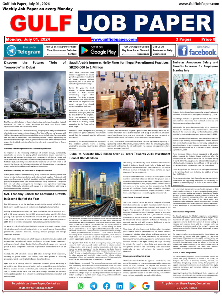 Gulf Job Paper 1 July 2024 | PDF | Dubai | United Arab Emirates