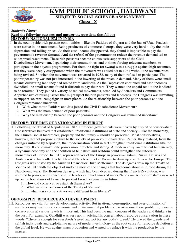 Class X Social Science | PDF | First French Empire | Economies Class X Social Science | PDF | First French Empire | Economies