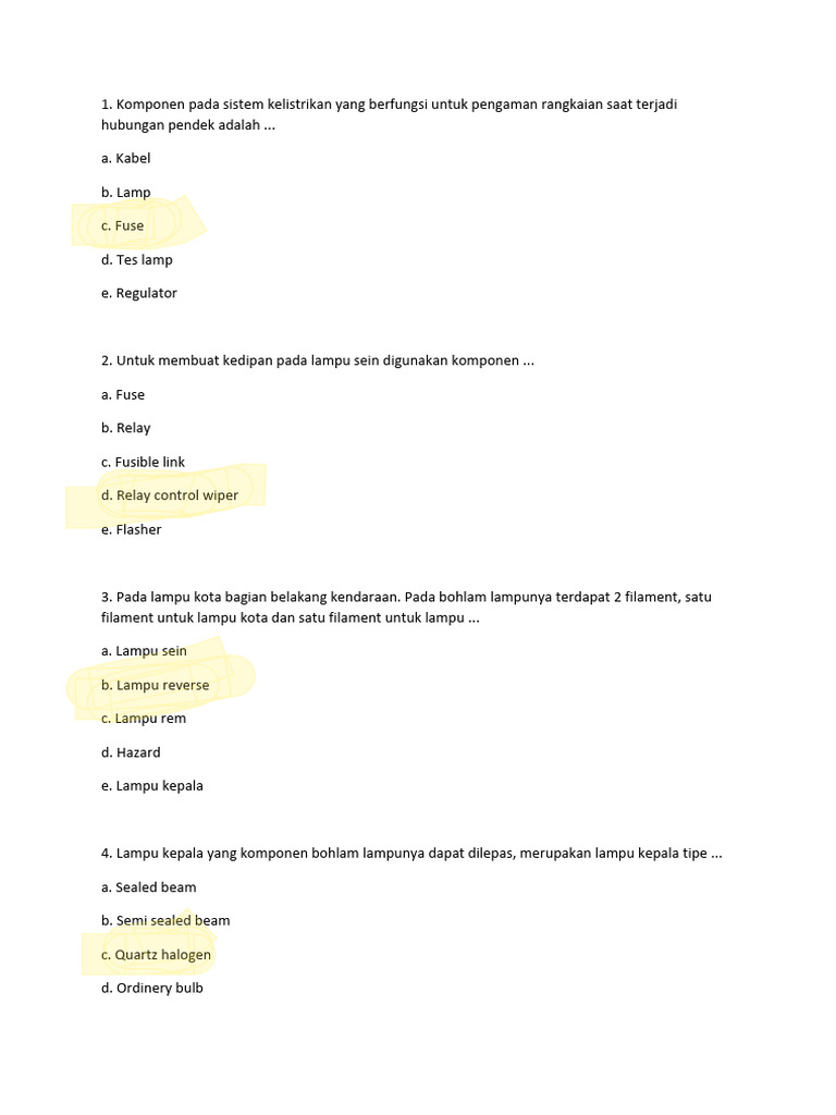 Edited - Soal Elektrikal 12 TKR | PDF | Teknologi & Rekayasa