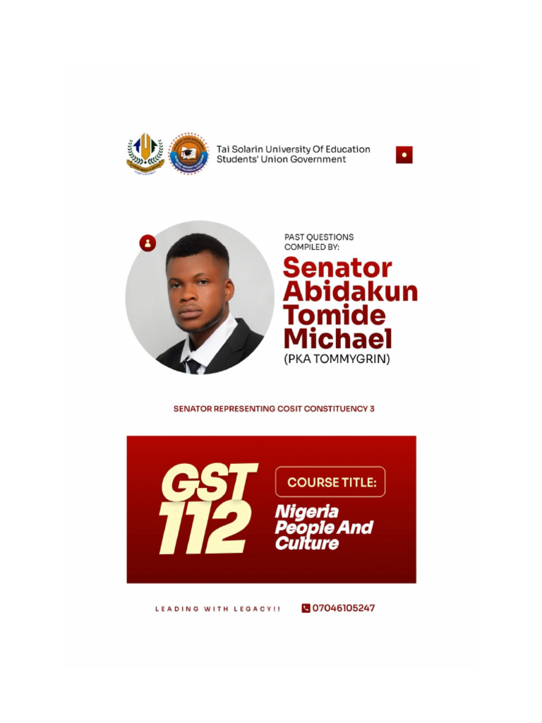 GST 112 by Sen Abidakun Tomide (Tommygrin) | PDF | Nigeria | Igbo People