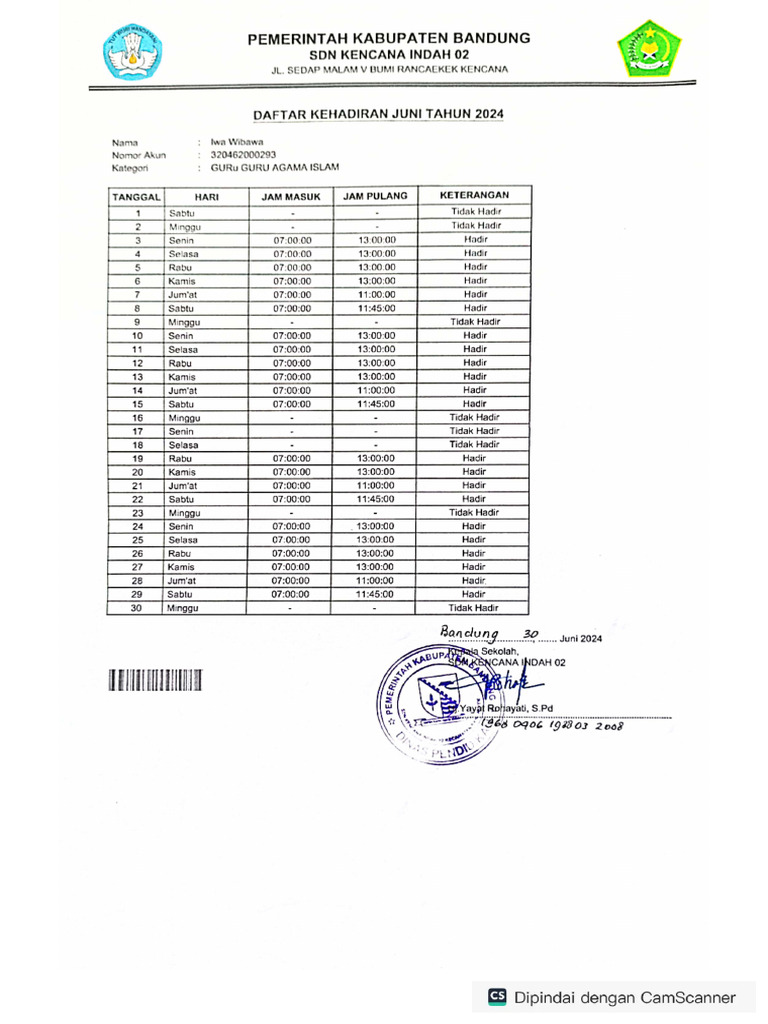 Absen Juni 2024 | PDF