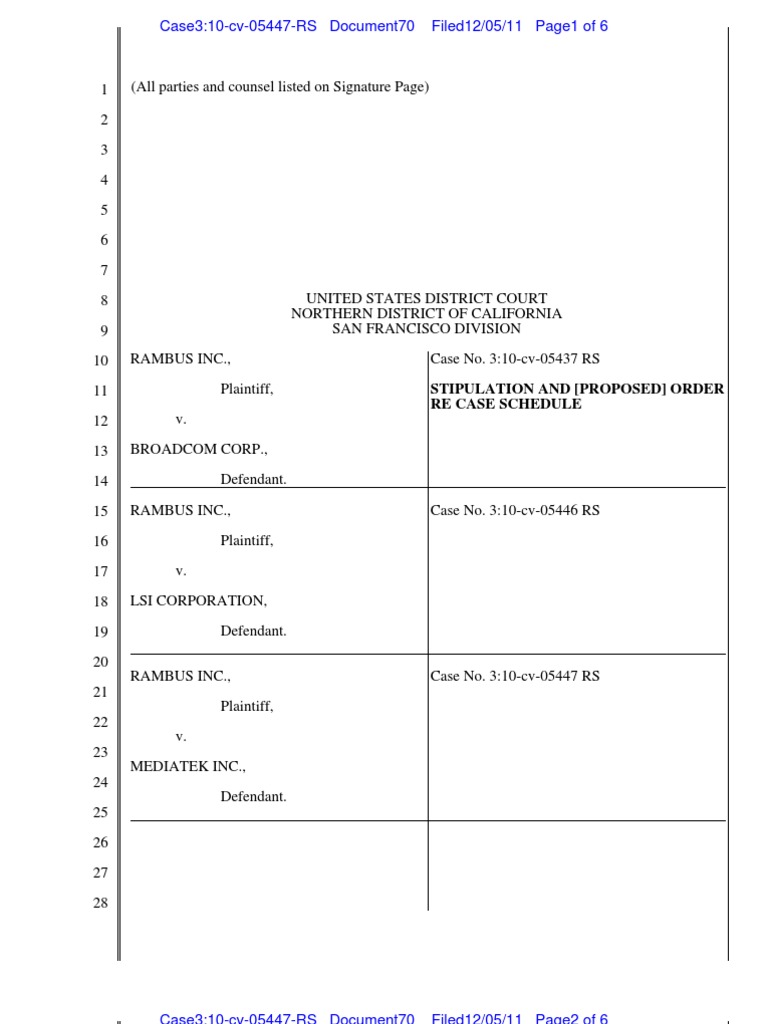Stipulation and (Proposed) Order Re Case Schedule | PDF | Government