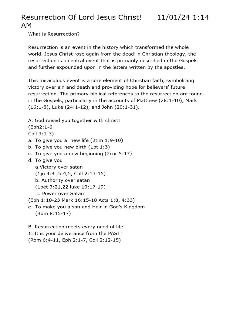 Resurrection Of Lord Jesus Christ Pdf Resurrection Of Jesus