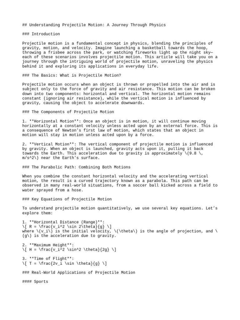 ## Understanding Projectile Motion | PDF | Force | Projectiles