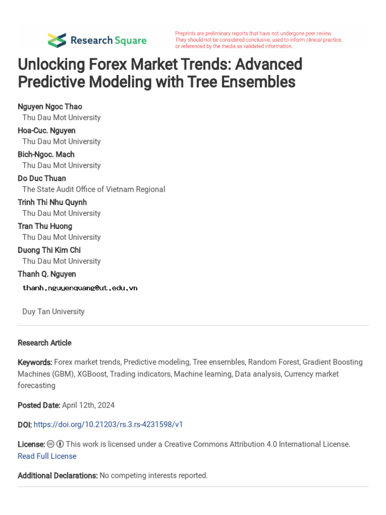 Forex Market Trends Predictive | PDF | Forecasting | Mean Squared Error
