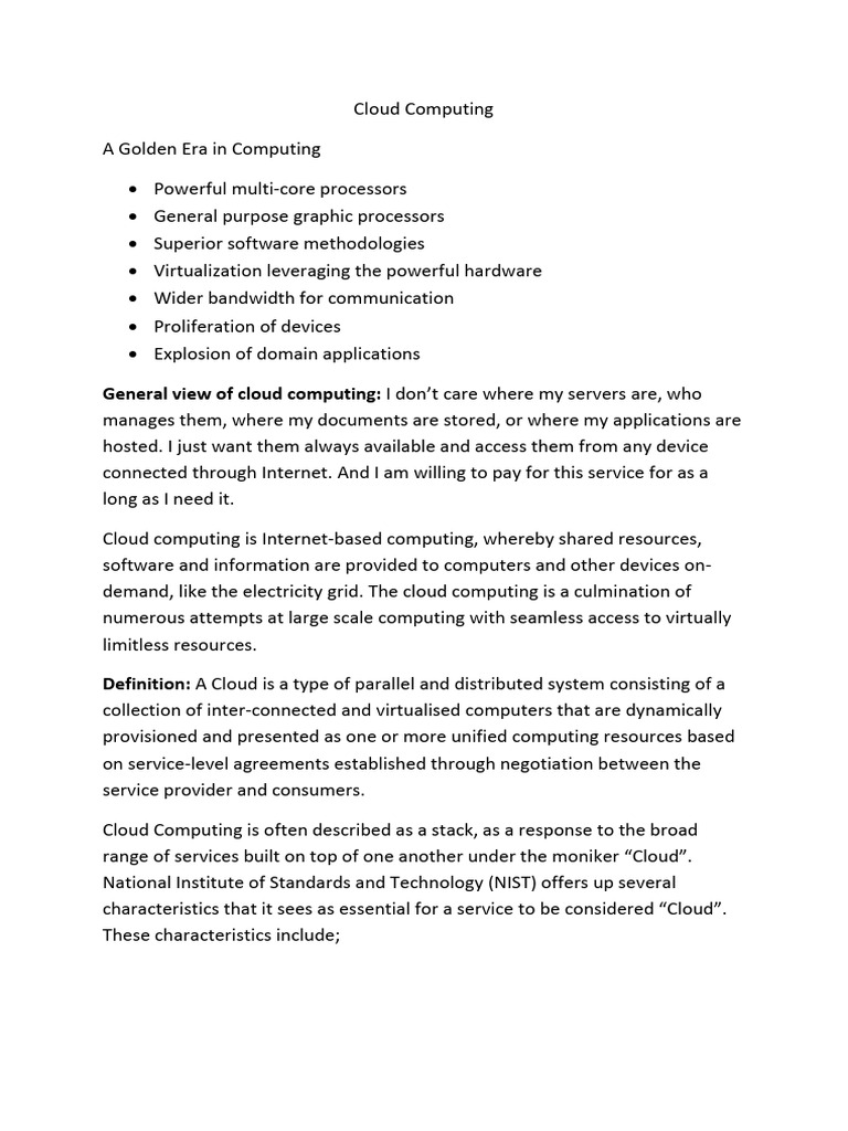 CC Unit1 | PDF | Cloud Computing | Virtualization