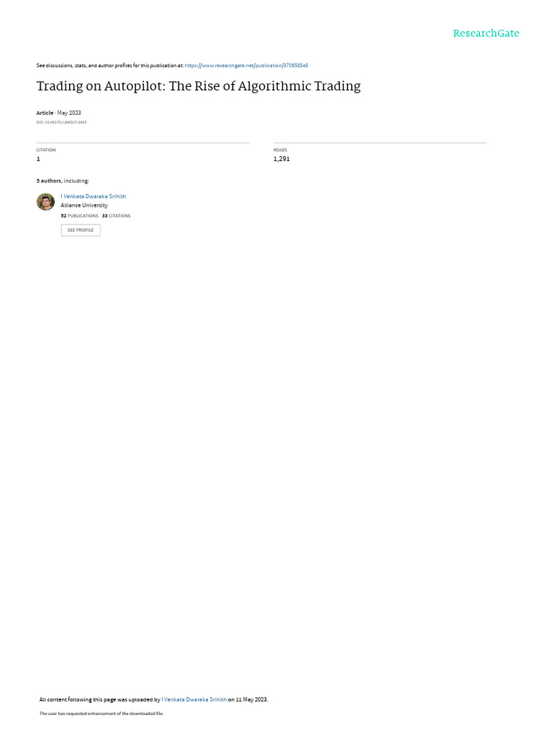 Algorithmic Trading Rise | PDF | Algorithmic Trading | High Frequency Trading