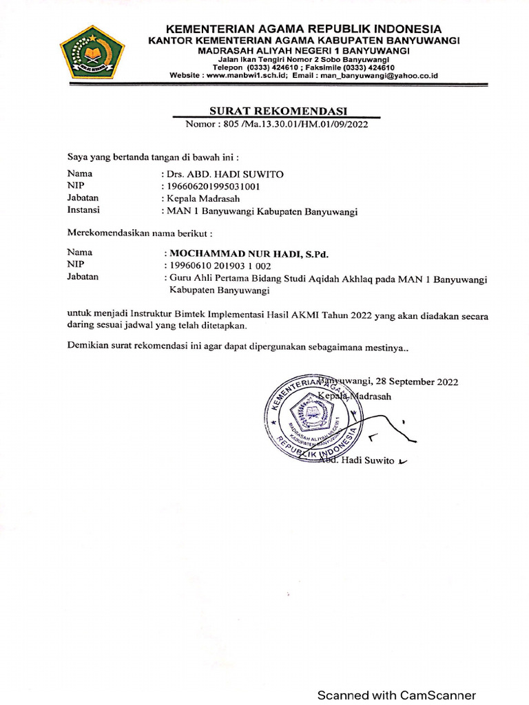 Surat Rekomendasi Atasan | PDF