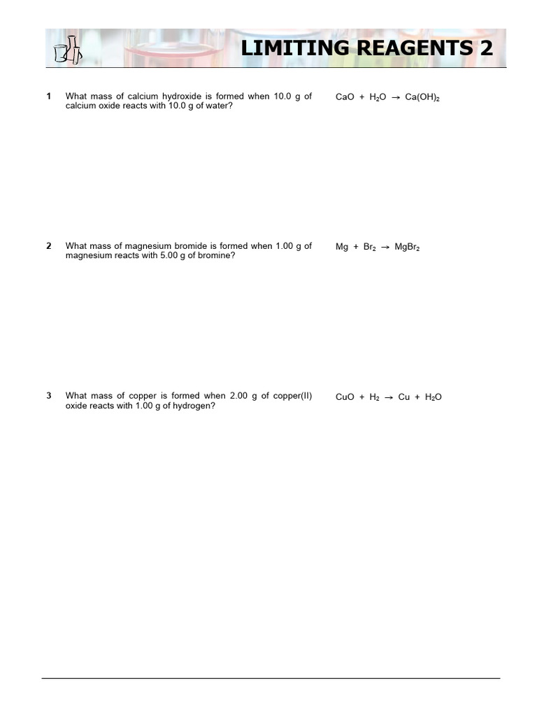 Limiting Reactants Calculation Guide | PDF | Magnesium | Chlorine