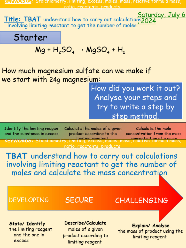 Limiting and Excess (Autosaved) | PDF | Stoichiometry | Mole (Unit)