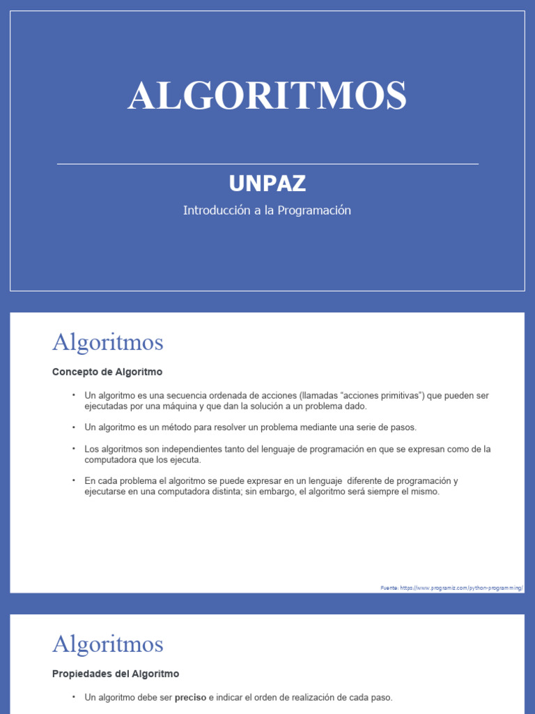 01 IntroduccionAlgoritmos | PDF | Algoritmos | Programa de computadora