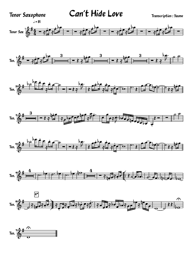 Cant Hide Love-Tenor Saxophone | PDF