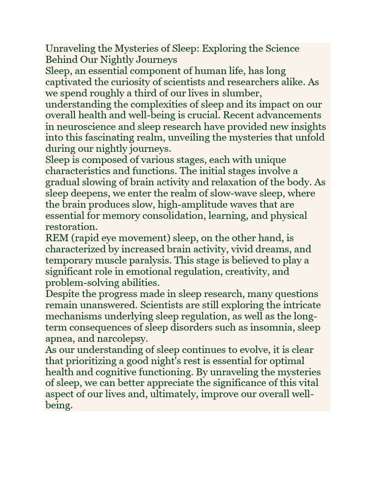 The Science of Sleep Explained | PDF