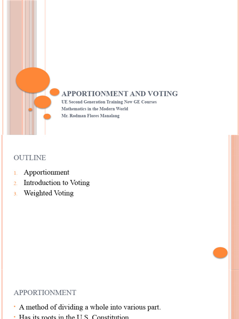 Apportionment and Voting | PDF | Voting | Group Decision Making
