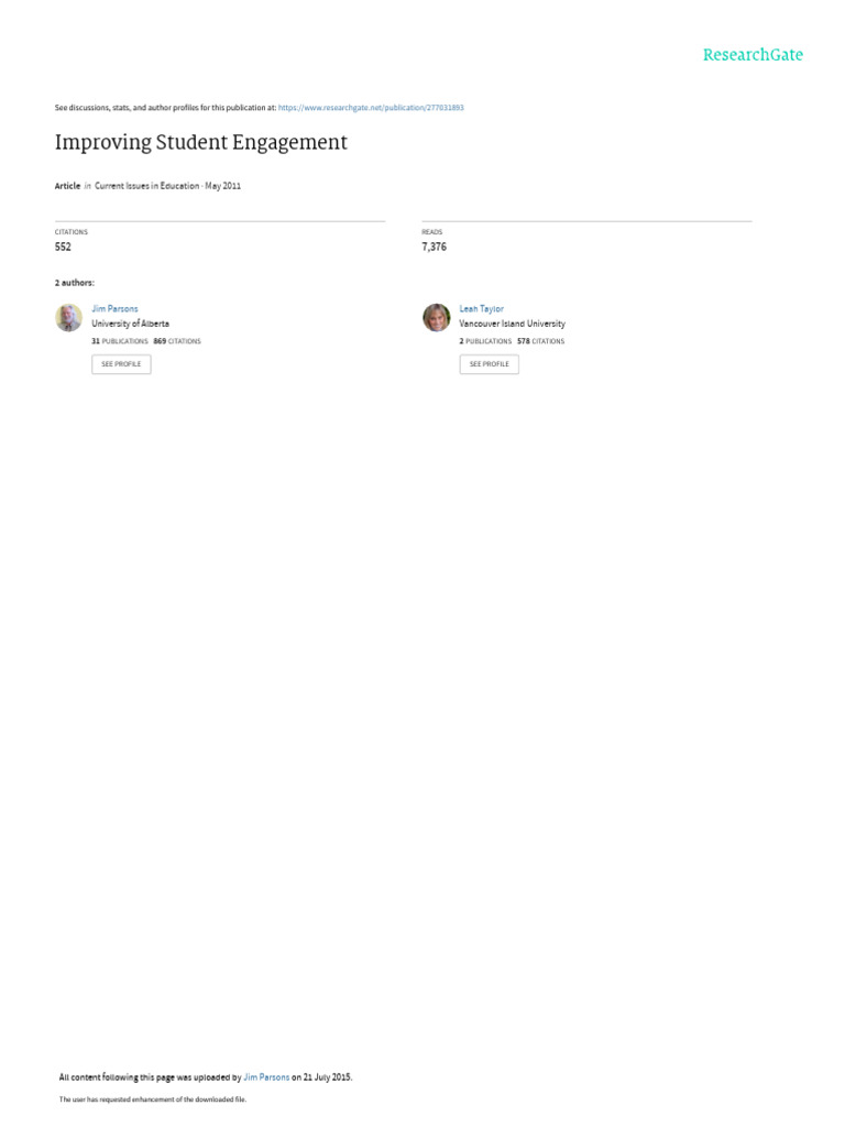 Improving Student Engagement | PDF | Learning | Educational Assessment