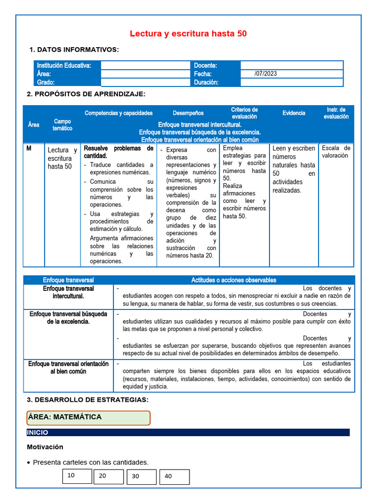 1° Mat | PDF | Evaluación | Enseñando