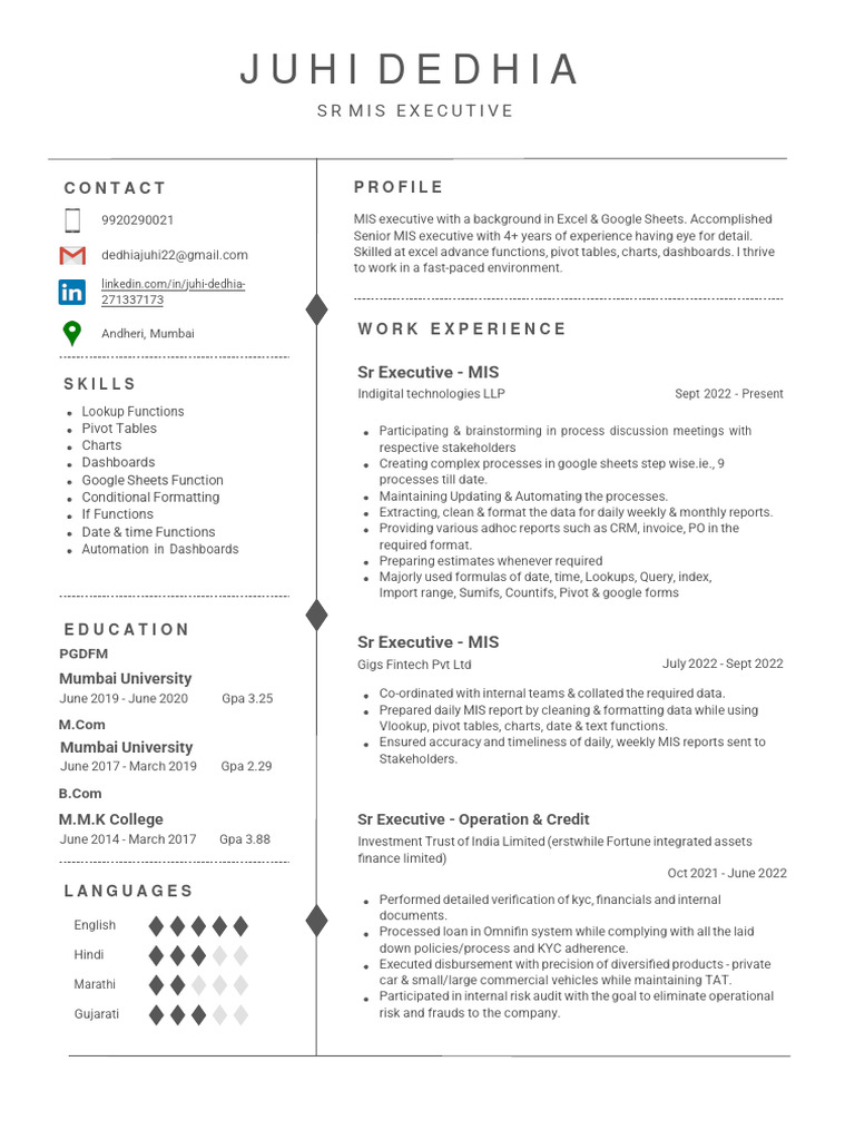 Juhi Dedhia - CV | PDF | Audit | Computing