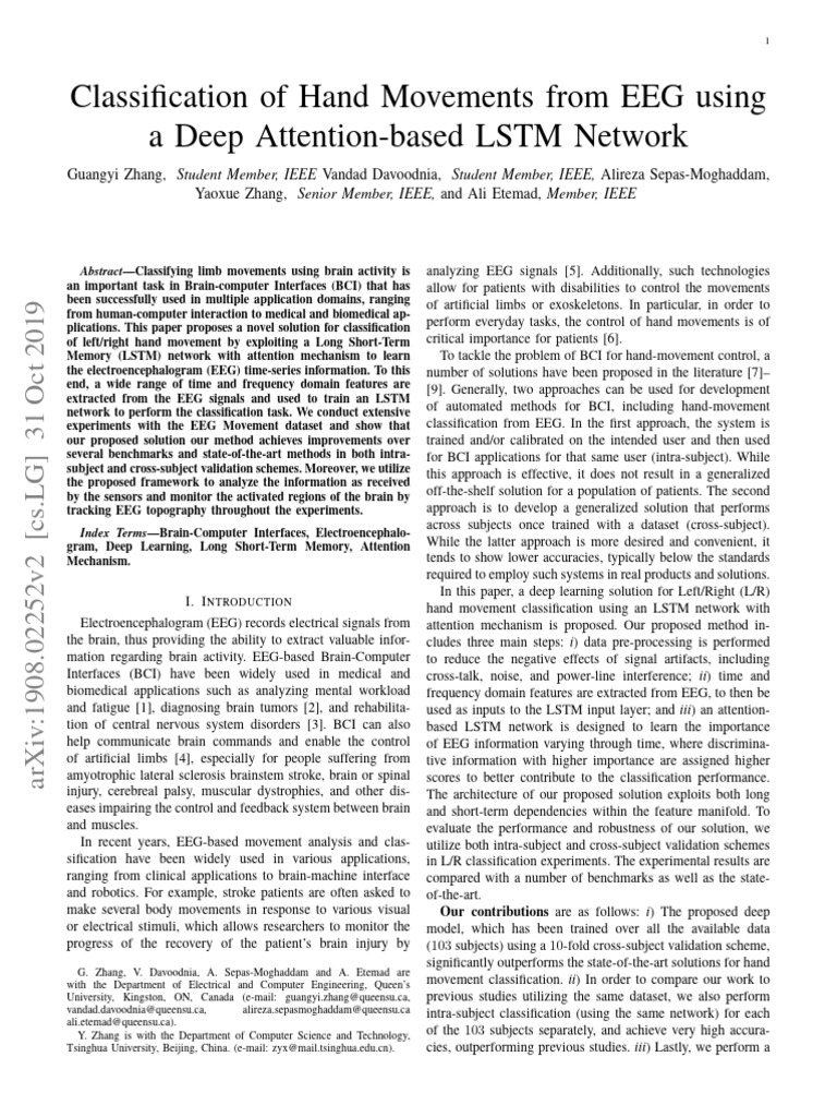 Classification of Hand Movements From EE | PDF | Receiver Operating ...