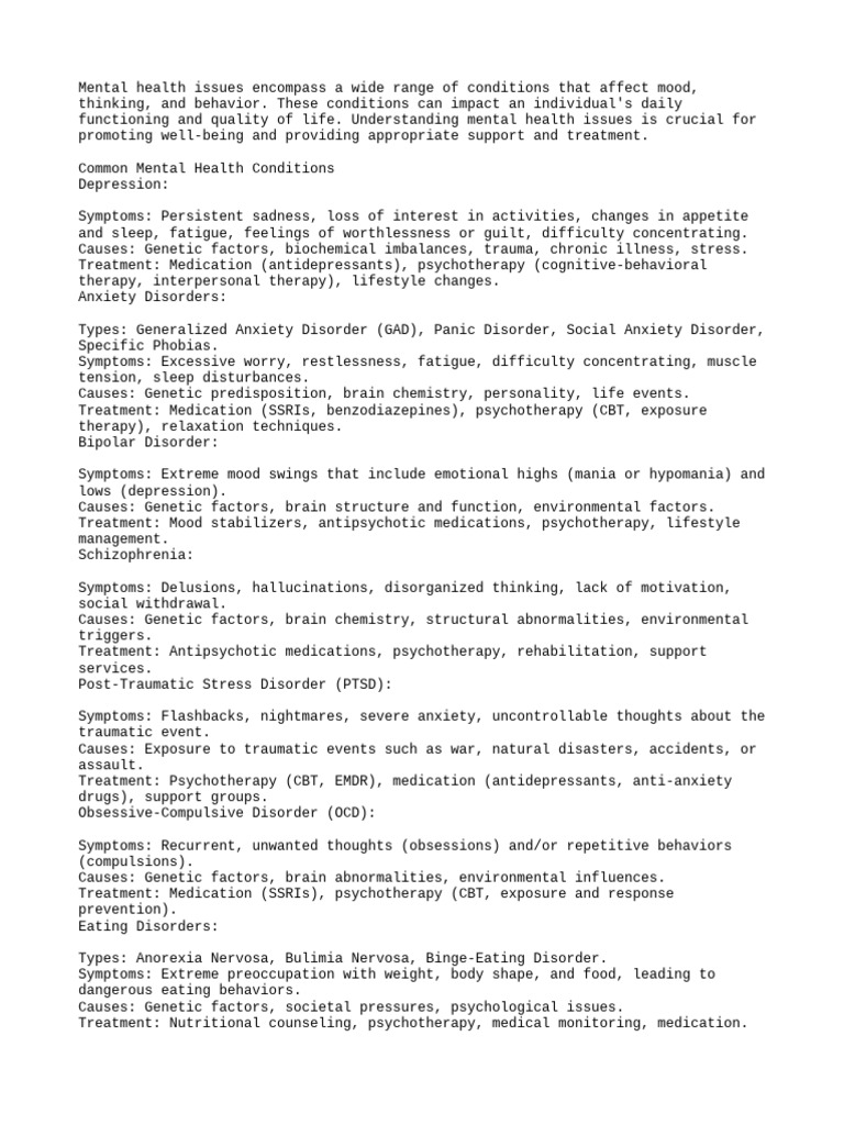 Mental Health Issues | PDF | Mental Disorder | Anxiety Disorder