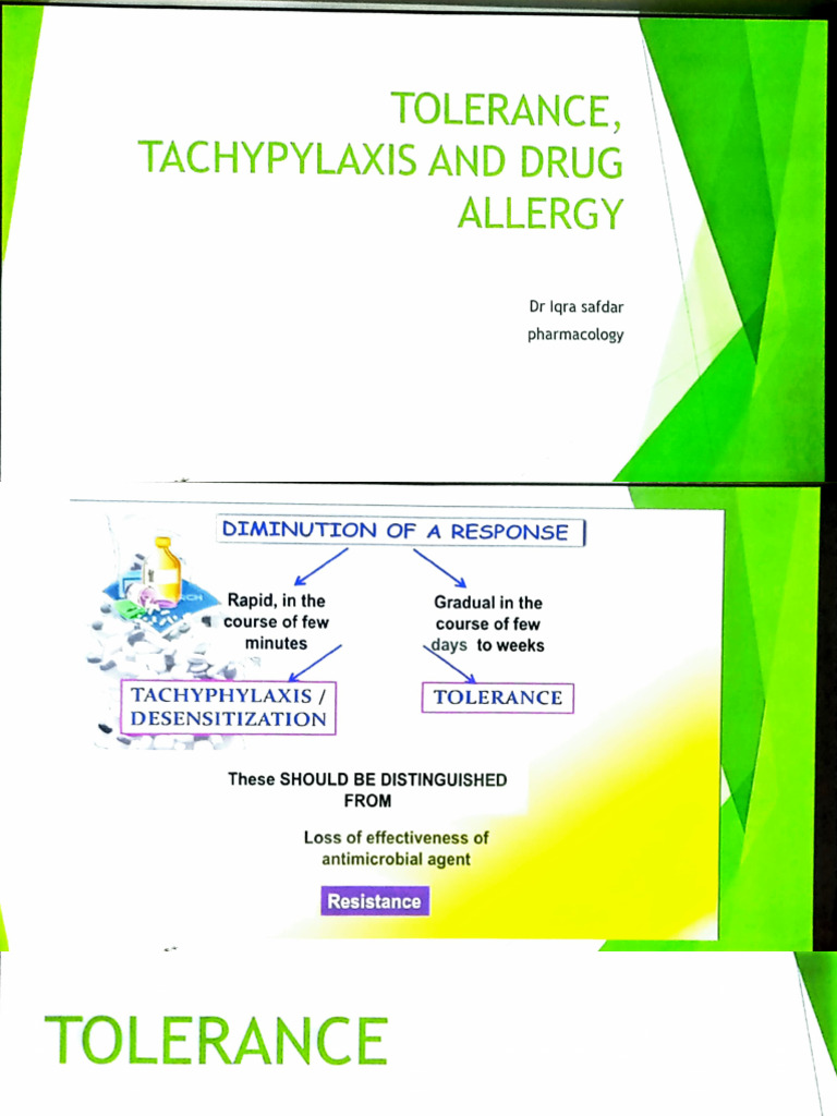 Tolerance, Drug Allergy & Tachyphylaxis | PDF