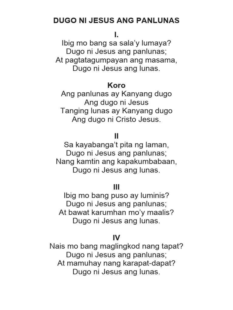 Dugo Ni Jesus Ang Panlunas-There Is Power in The Blood | PDF