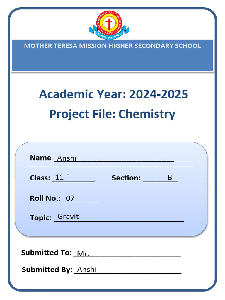 Student Chemistry Project Template | PDF