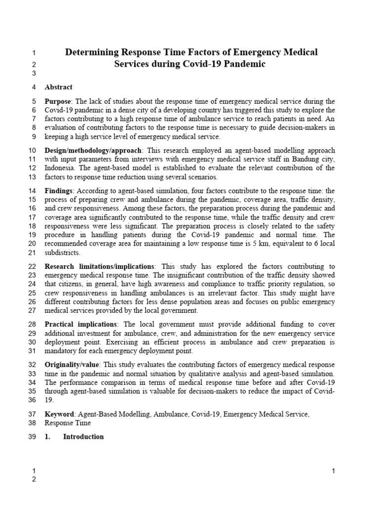 (Anonymous-Proofread) Response Time of EMS Third Revision | PDF ...