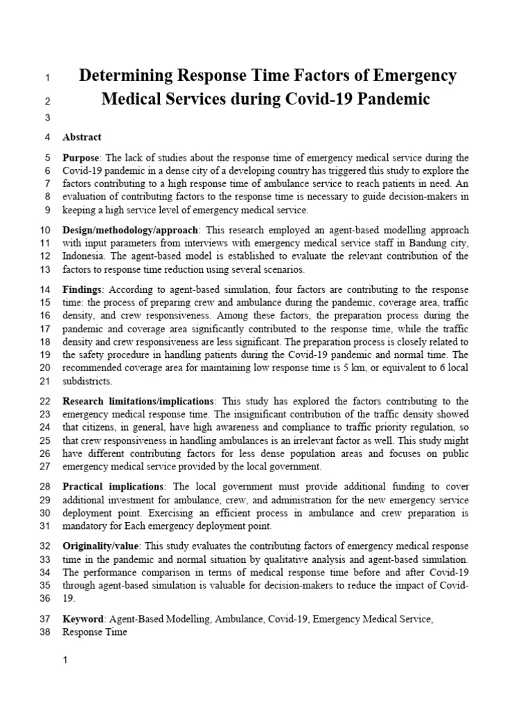 (Anonymous) Response Time of EMS Second Revision | PDF | Emergency ...