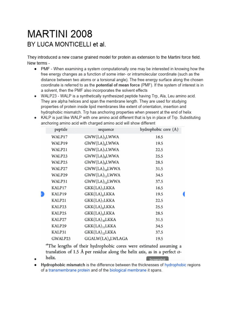Biophysics, MARTINI 2008 BY LUCA MONTICELLI Et Al. | PDF ...