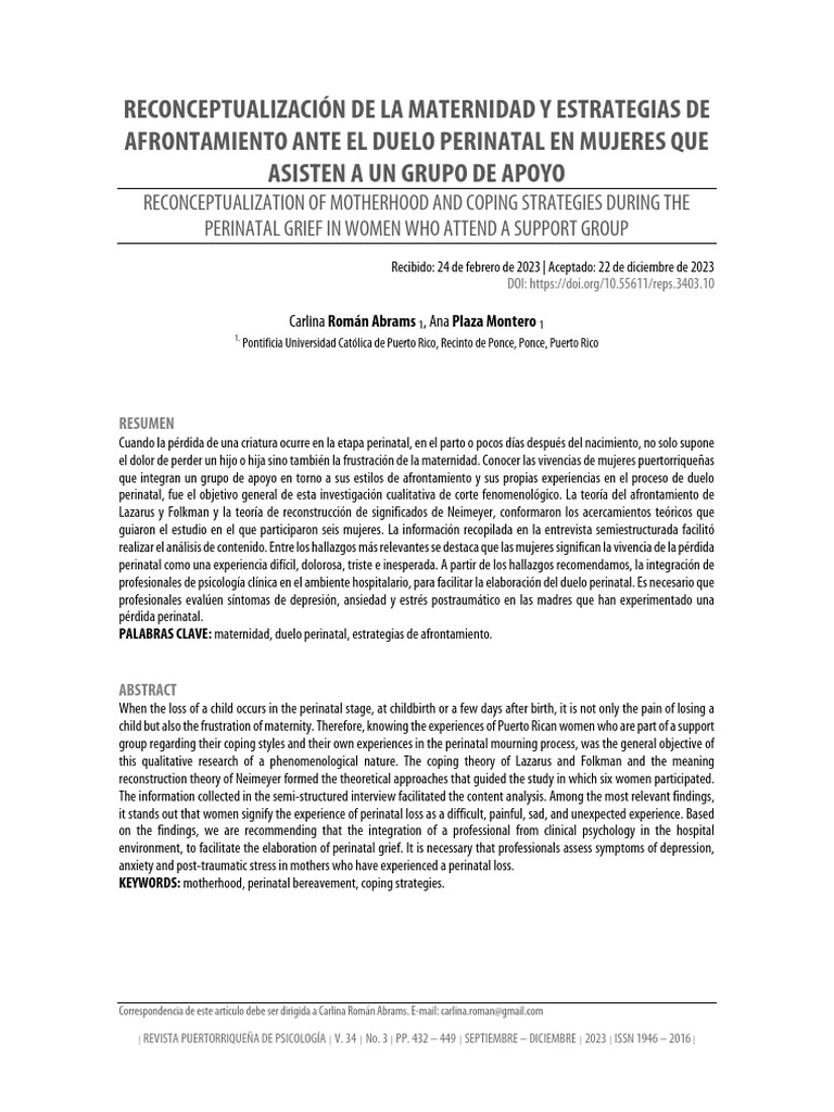 Reconceptualización de La Maternidad Y Estrategias de Afrontamiento ...