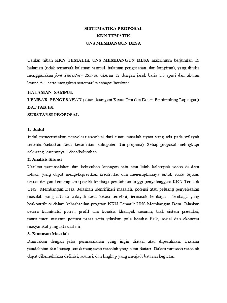 Proposal KKN Tematik UNS Desa | PDF | Seni