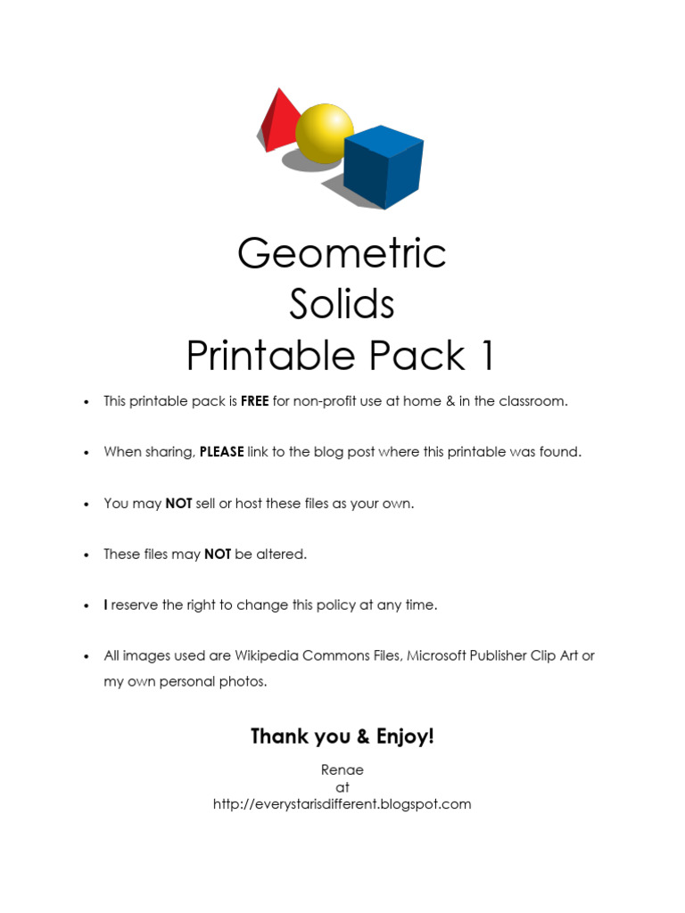Geometric Solids Printable Pack 1 | PDF