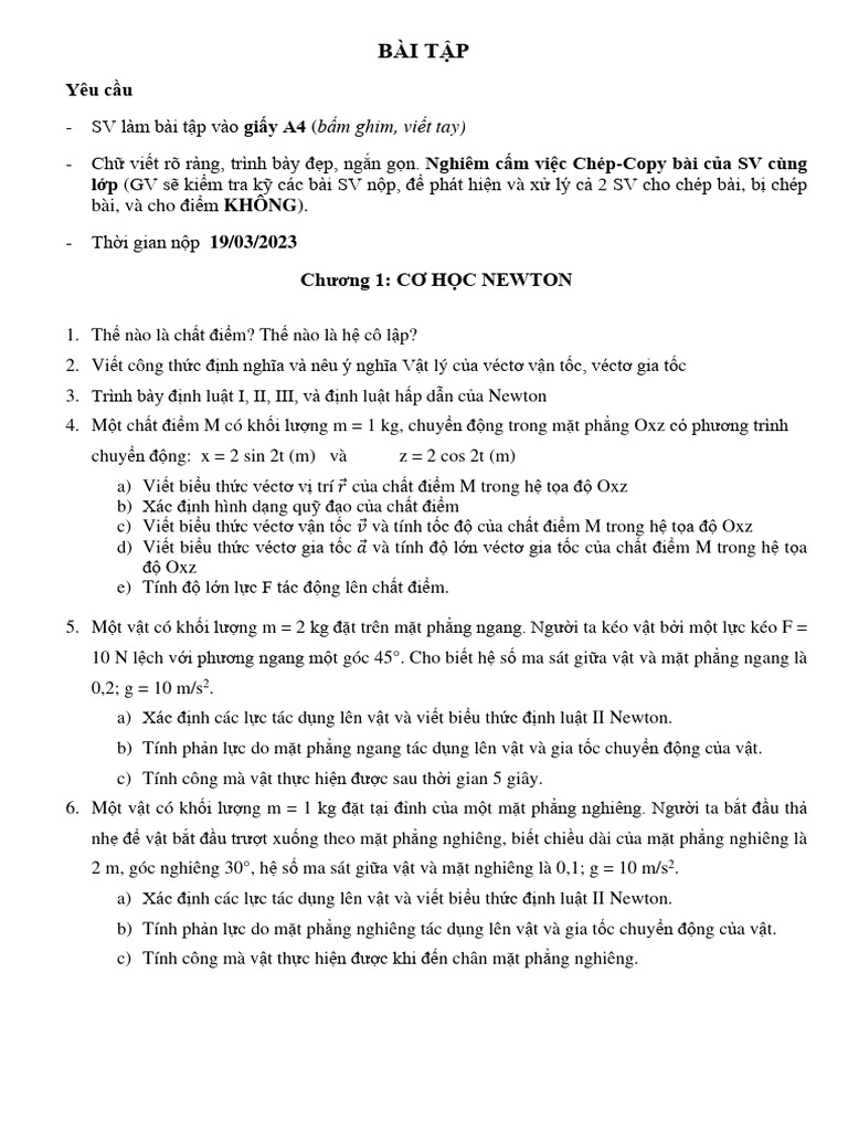 Bai Tap Chuong 1 Va Chuong 2 | PDF