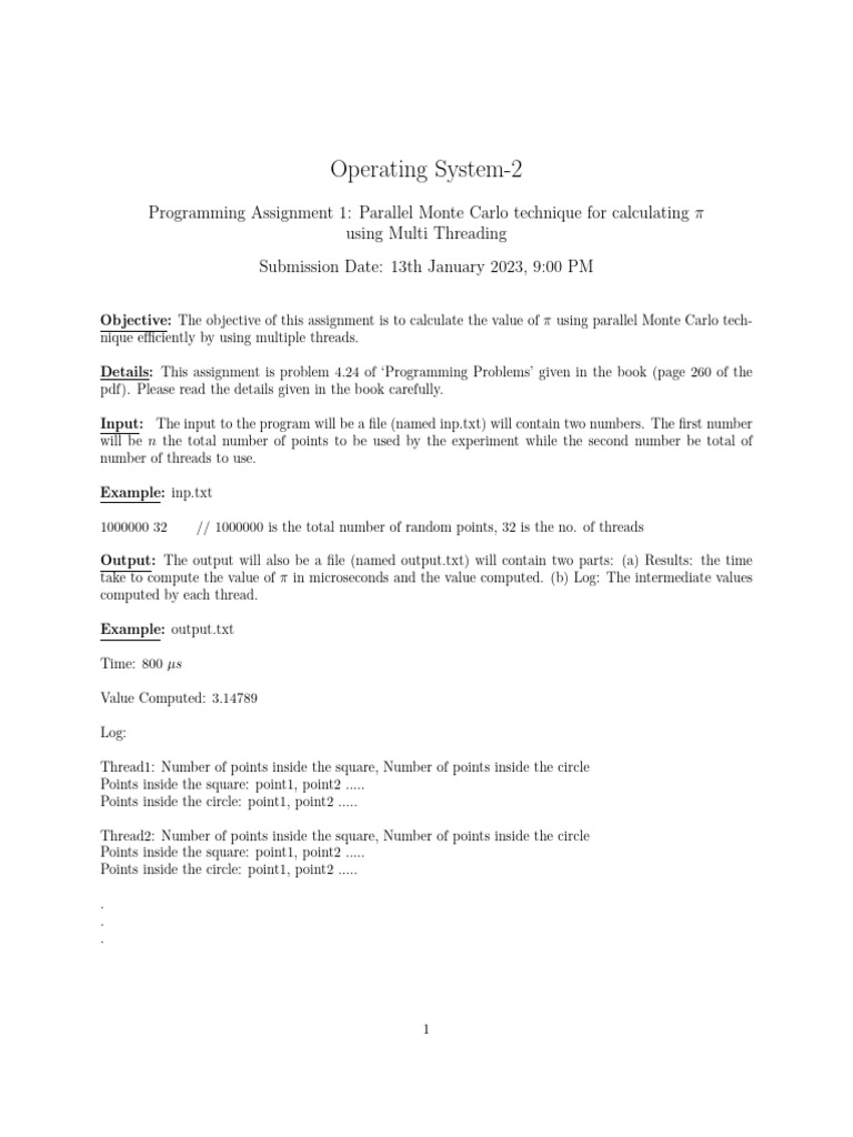 Os2asgn Monte Carlo | PDF | Computer Science | Computing