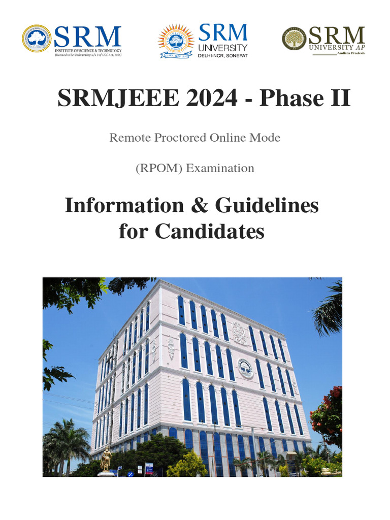 Exam Instructions For Srmjeee Phase II 2024 | PDF | Laptop | Internet