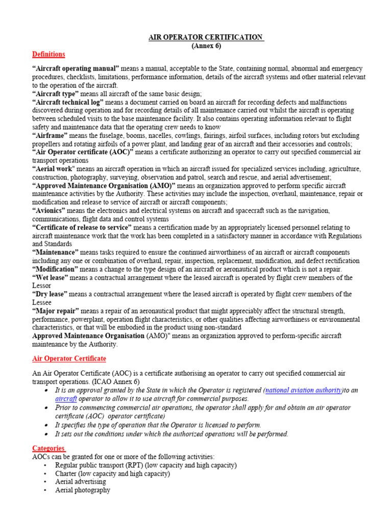 Air Operator Certification | PDF | Federal Aviation Administration ...