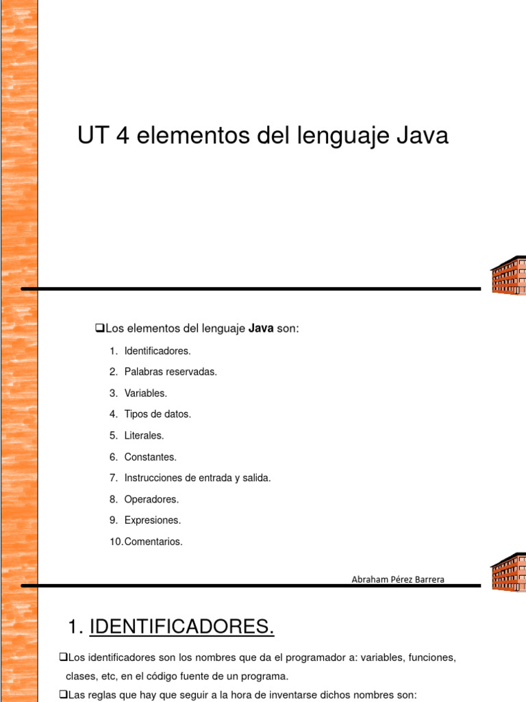 UT4-elementos Del Lenguaje Java | PDF | Tipo de datos | Variable (informática)