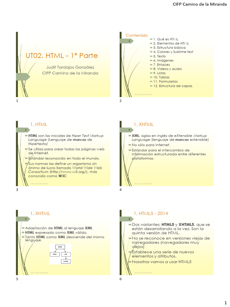 Introducción a HTML5 y XML | PDF | HTML | Xml